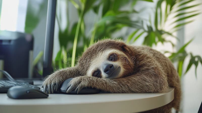 Overworked Sloth Nap Desk Stock Photos - Free & Royalty-Free Stock ...