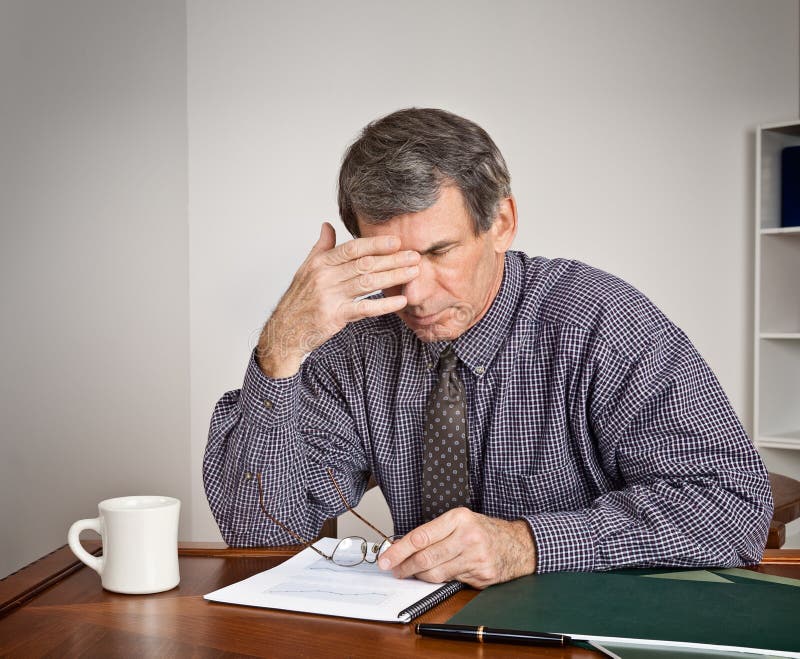 Overworked, Tired Businessman at Desk Stock Image - Image of executive ...