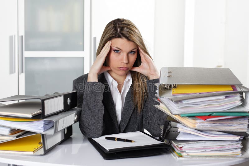Overworked woman stock photo. Image of overwhelmed, tired - 18545422