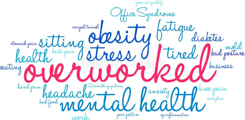 Overworked Word Cloud stock vector. Illustration of stress - 103077883