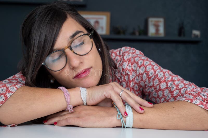 Young Brunette Woman Putting Makeup in the Mirror Stock Photo - Image ...