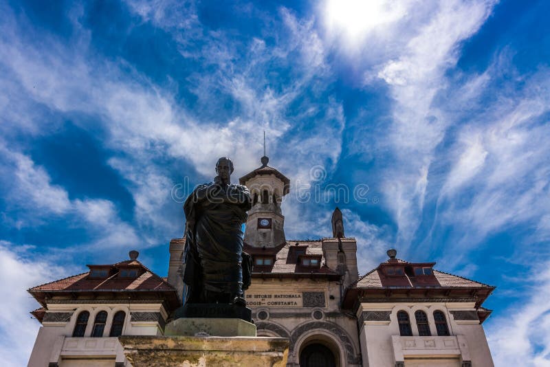 Ovidiu S Statue and Mosque of Constanta Stock Image - Image of ovidius ...