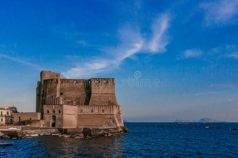 Ovo Castle in Naples, Italy at Dusk Stock Image - Image of coast ...