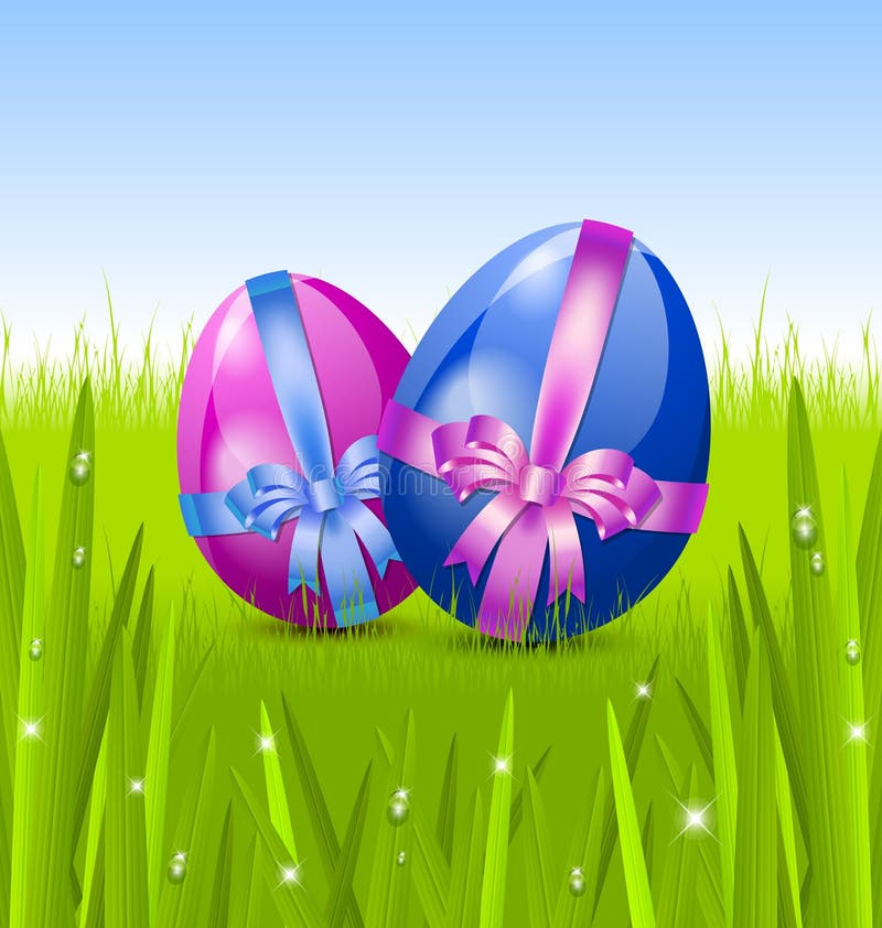 Ovos de Easter na grama ilustração do vetor. Ilustração de sazonal ...