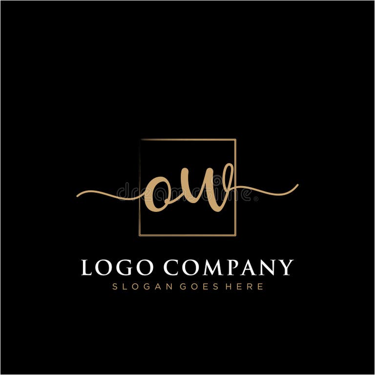 OW Initial Handwriting Logo with Rectangle Template Vector Stock Vector ...