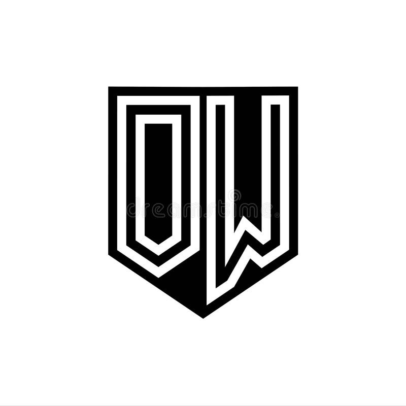 OW Logo Monogram Shield Geometric White Line Inside Black Shield Color ...