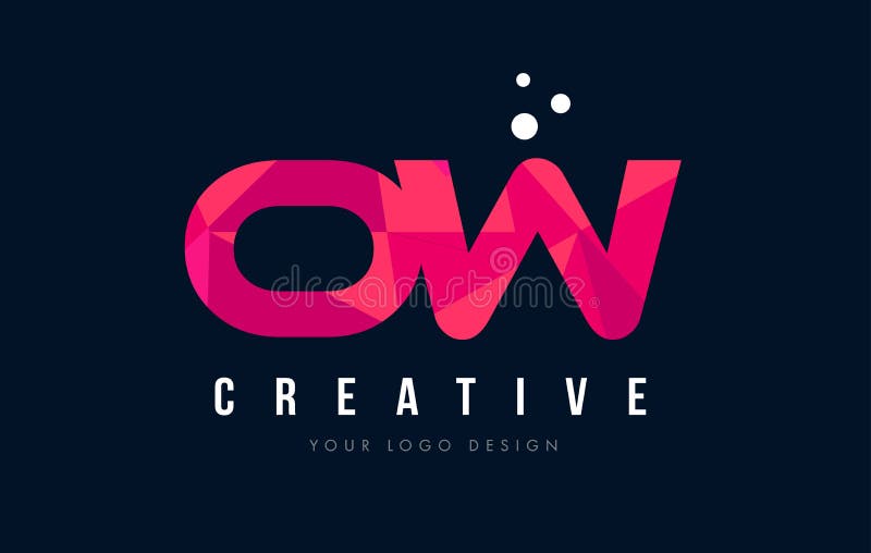 OW O W Letter Logo with Purple Low Poly Pink Triangles Concept Stock ...