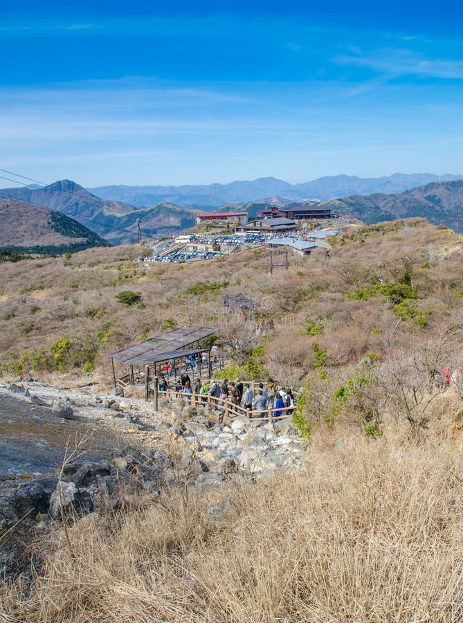 Owakudani, Sulfur Quarry in Hakone Stock Image - Image of road, slope ...