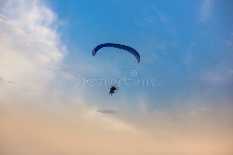 Owered paragliding stock photo. Image of adrenaline, paraglider - 74351500