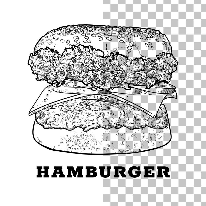 Black Outline of a Hamburger Stock Vector - Illustration of graphic ...