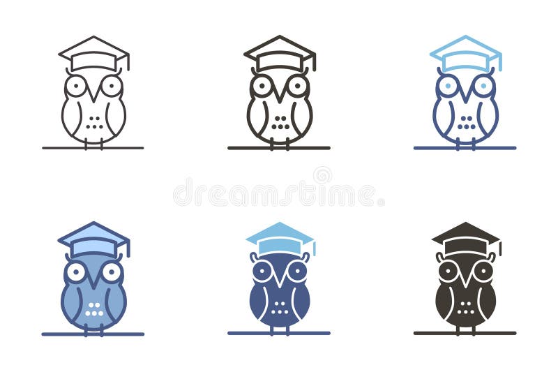 Owl with Academic Mortarboard Hat Icon. Vector Graphic Elements for ...