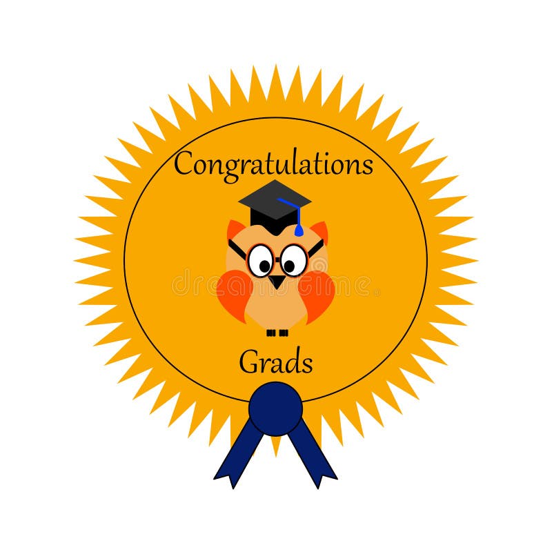 An Owl on an Awards Seal for Graduation Stock Vector - Illustration of ...