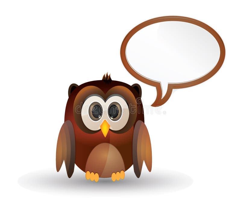 Owl Bird with Bubble Speech Stock Vector - Illustration of cartoon ...