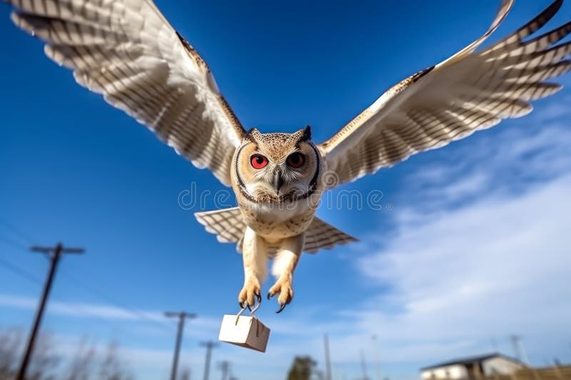 Owl Bird Delivering a Package Generative Ai Stock Illustration ...
