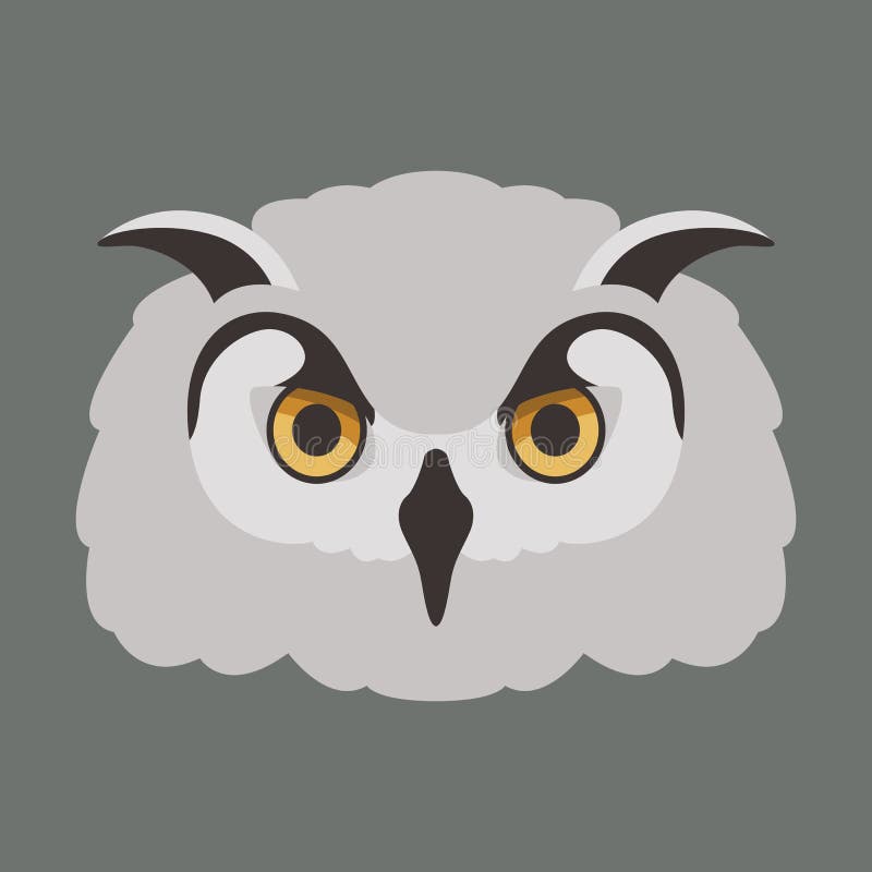 Owl Bird Face Vector Illustration Flat Style Front Stock Vector ...