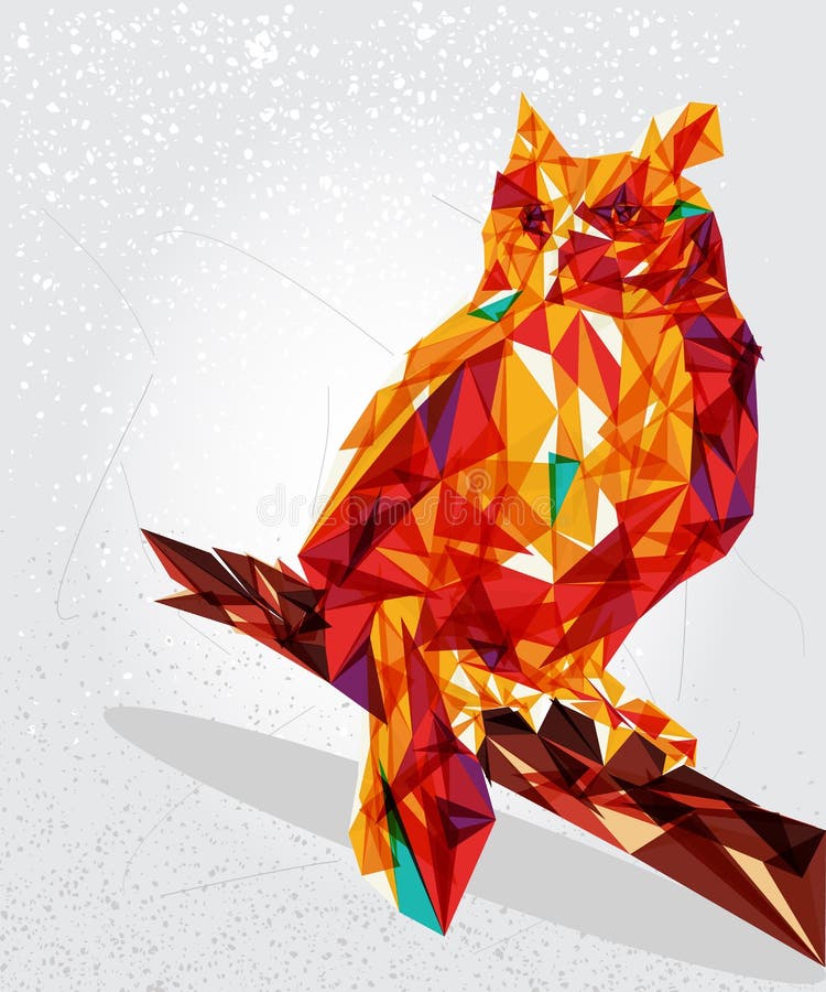 Owl Bird Geometric Illustration. Stock Vector - Illustration of branch ...