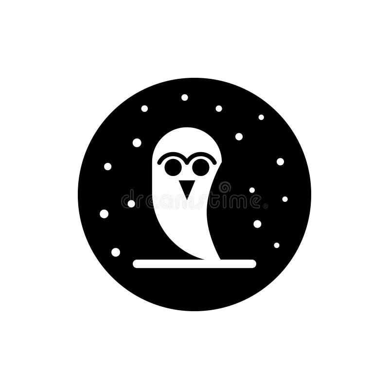 An Owl Bird Sits on a Tree Branch at Night. Simple Minimal Vector ...