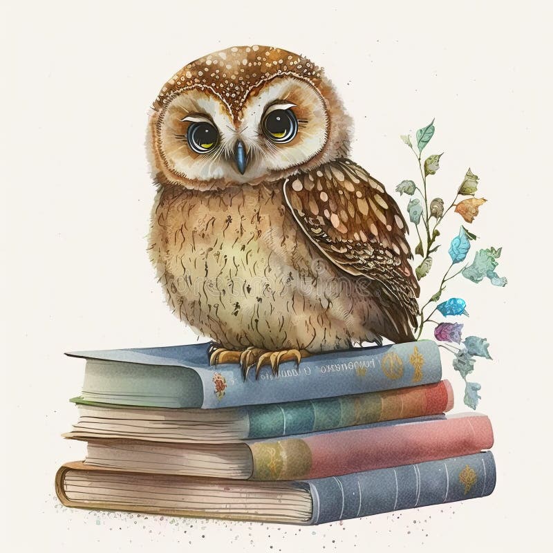 Owl and Book Owl on Books Owl and Books Stock Illustration ...