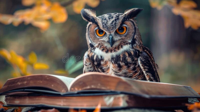Owl with Books. Symbol of Wisdom and Knowledge Stock Image - Image of ...