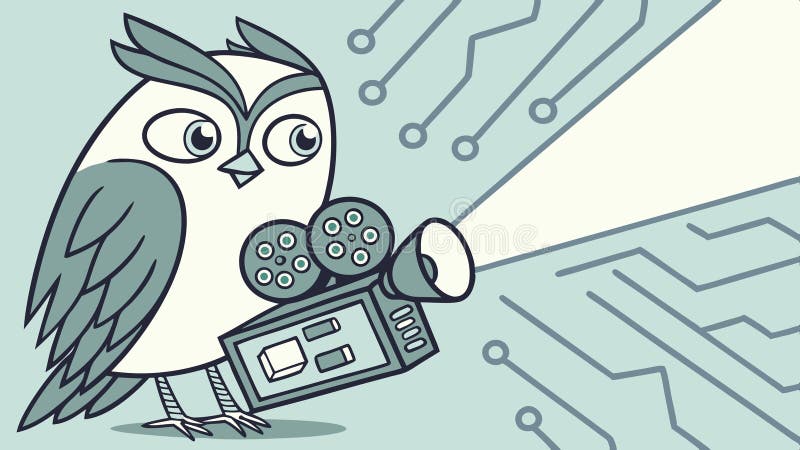 Owl with Camera Circuitry Technology Photography Vector Design ...
