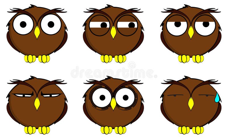 Owl Cartoon Expressions Set2 Stock Vector - Illustration of design ...