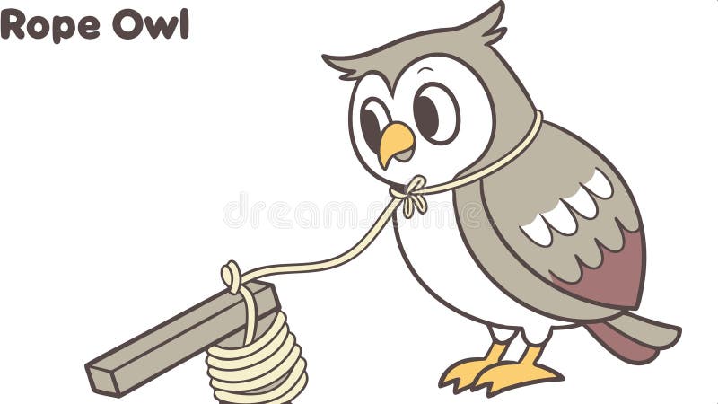 Owl Character with Rope and Hook, Symbolizing Activity or Task Vector ...