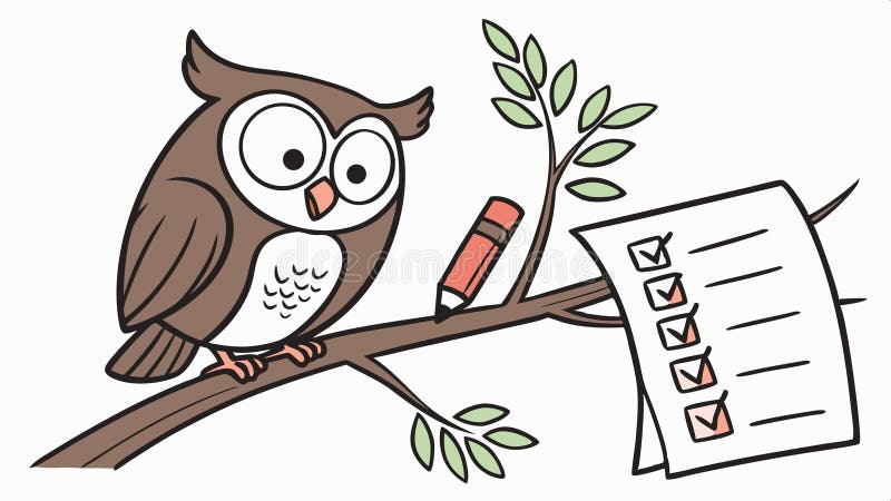 Owl with Checklist on Branch, Planning, Organization, Wise Task ...