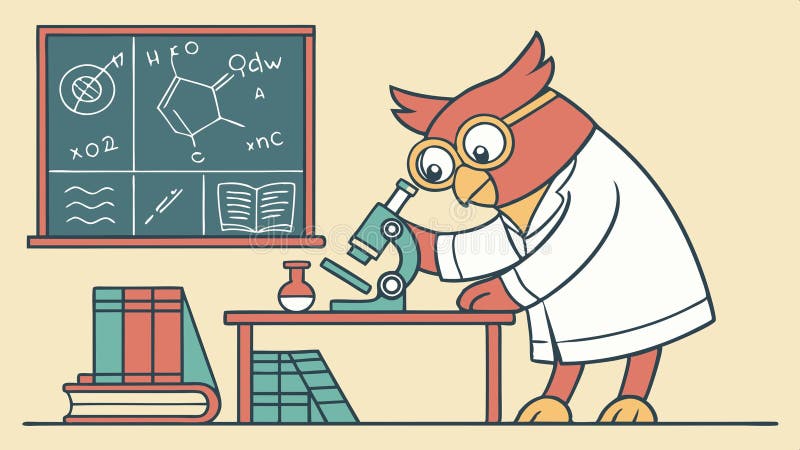 Owl Chemist with Beaker, Science Lab and Chemical Experiment Vector ...