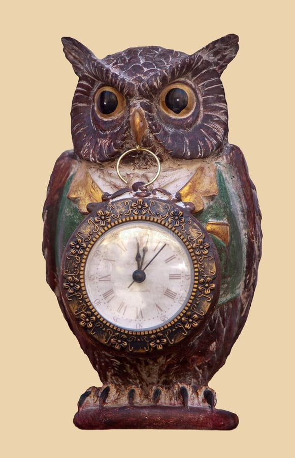 Owl clock stock photo. Image of minute, beige, watch - 74129262