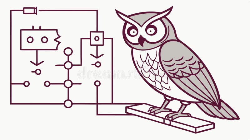 Owl Connected To Electronic Circuit Board Illustration Vector Design ...