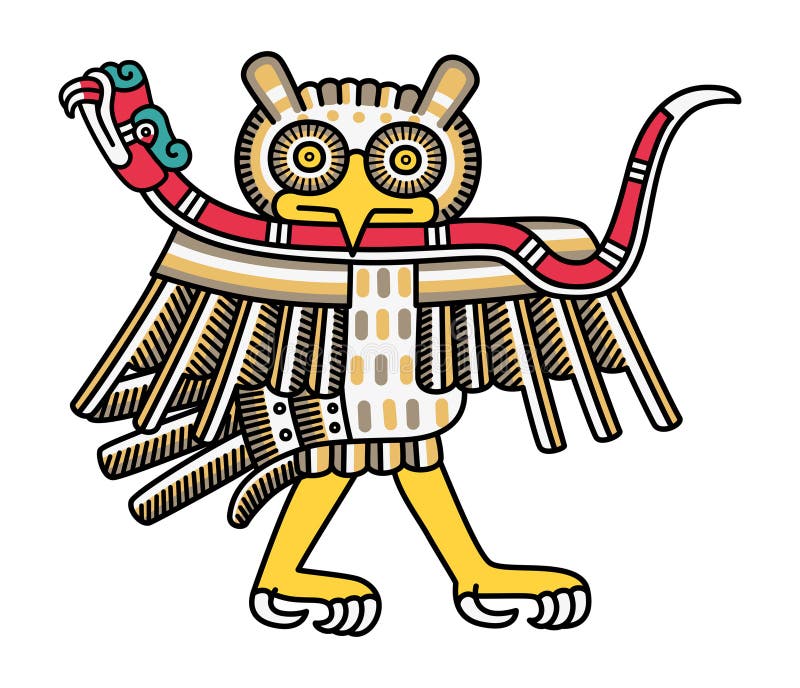 Aztec Owl with a Coral Snake, As Depicted in the Codex Laud Stock ...