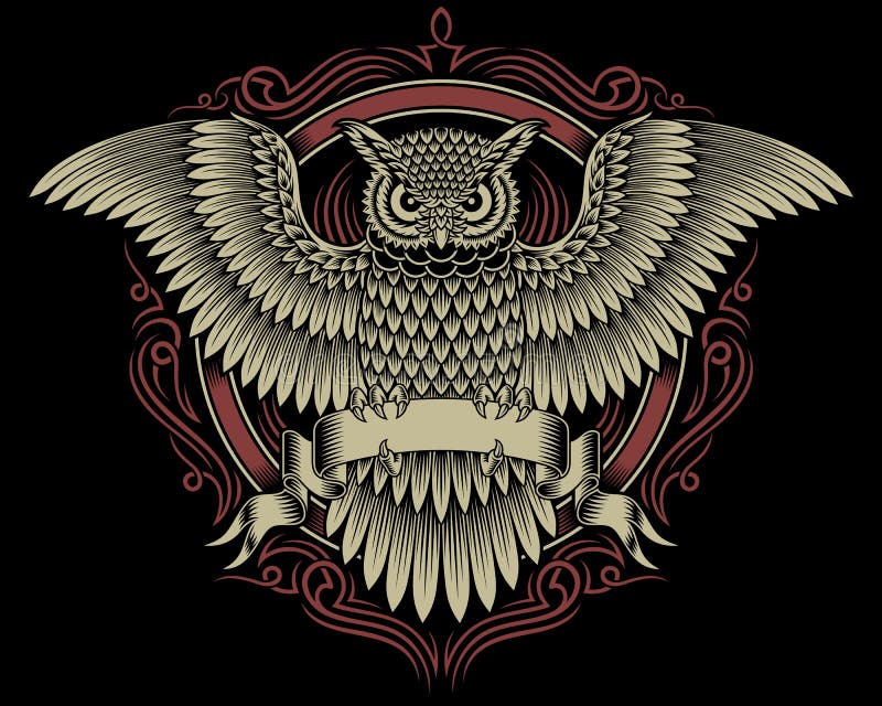 Owl Crest stock vector. Illustration of ribbon, vector - 44573928