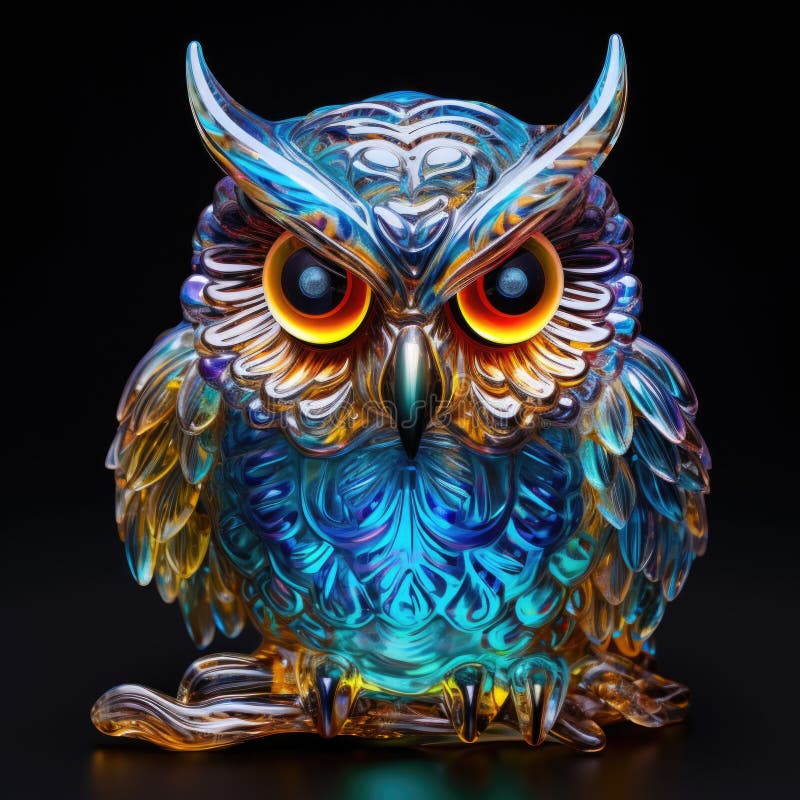 Owl Crystal and Glass Art stock illustration. Illustration of ...