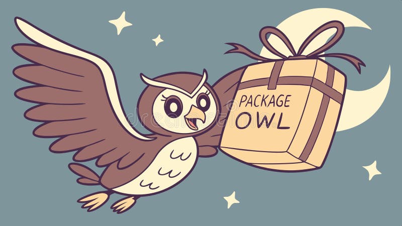 Owl Delivering a Package, Postal Service Character Vector Design ...