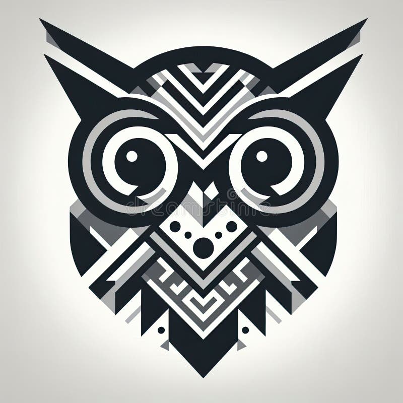 Owl Design in Symmetrical Modern Aesthetic Stock Illustration ...