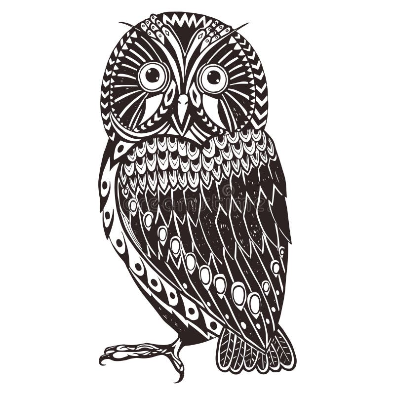 Owl doodle art stock vector. Illustration of tattoo, wildlife - 81779571