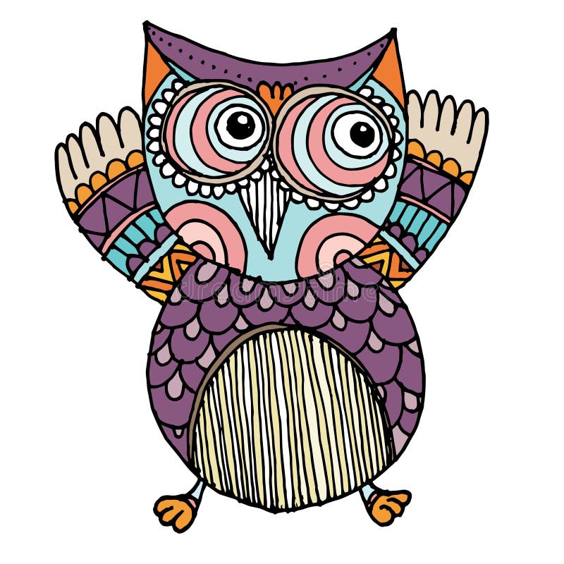 Owl Doodle Freehand Vector stock vector. Illustration of pattern - 71792946