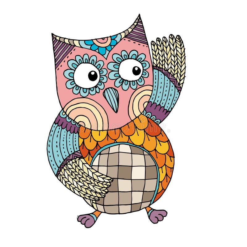 Owl Doodle Freehand Vector stock vector. Illustration of ornamental ...