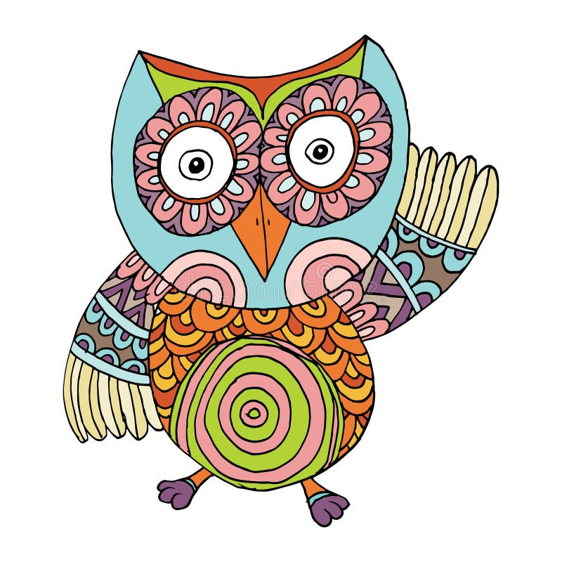 Owl Doodle Freehand Vector stock vector. Illustration of zentangle ...
