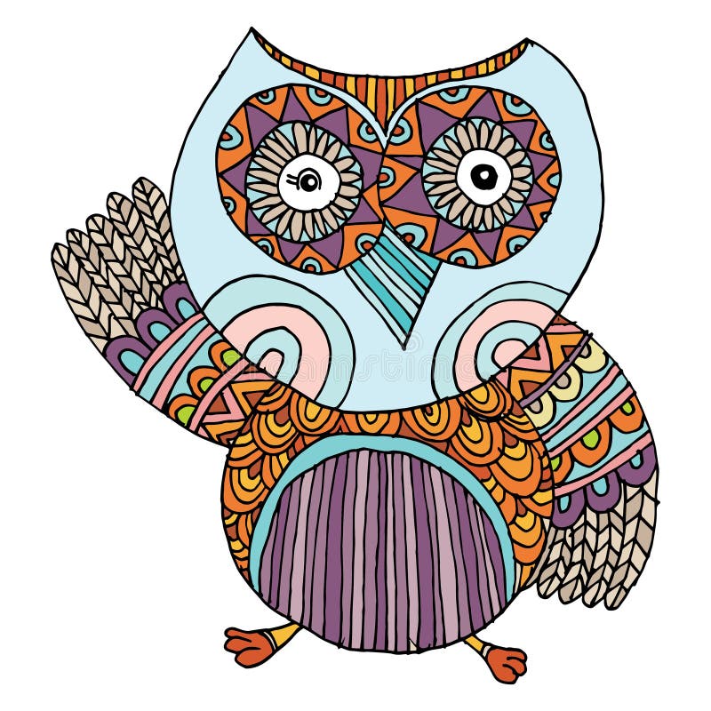 Owl Doodle Freehand Vector stock vector. Illustration of abstract ...