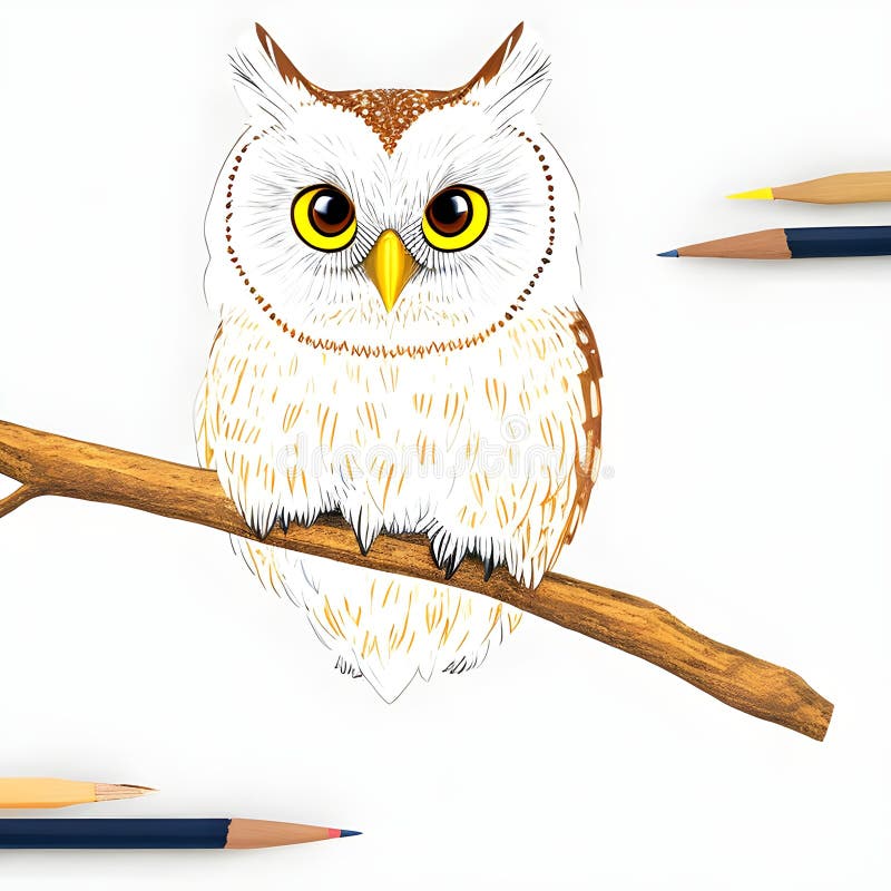 Owl Drawing. the Illustration Was Created Using Generative AI Stock ...