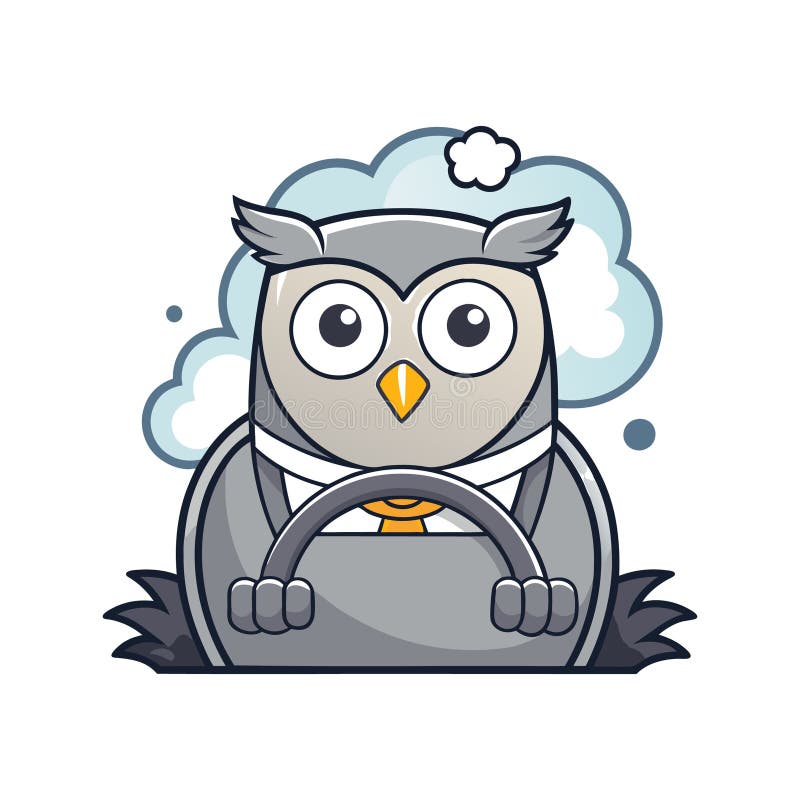 Owl in a Dreamy Adventure Driving Stock Vector - Illustration of charm ...