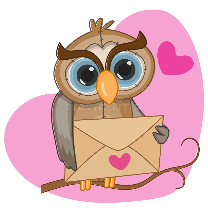 Owl with envelope stock vector. Illustration of luck - 55182622