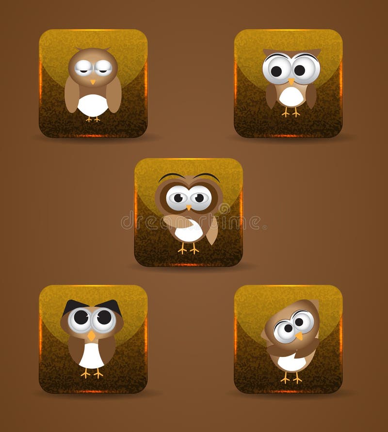 Owl expression icons stock vector. Illustration of widget - 44003436
