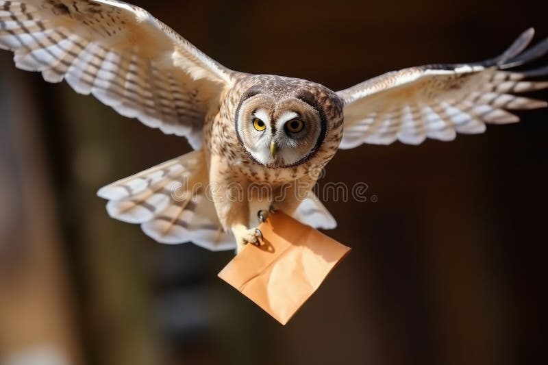 Owl Fly Envelope. Generate Ai Stock Illustration - Illustration of ...