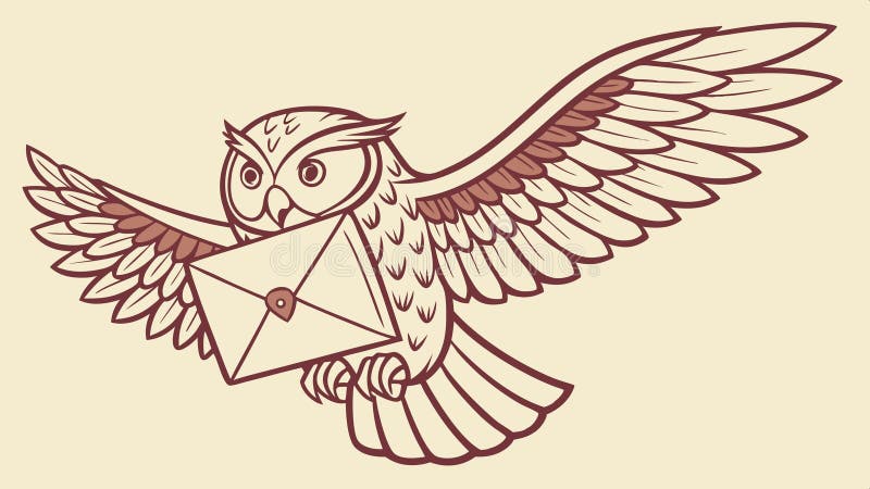 Owl Flying with Envelope Delivery Message Graphic Vector Design ...
