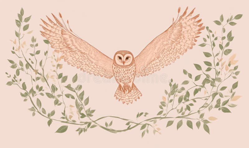 An Owl Flying with Extended Wings that Gradually Transition into ...