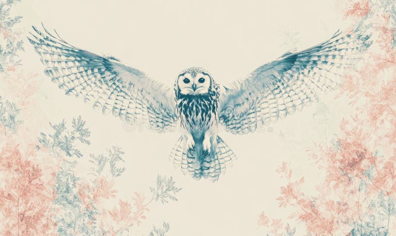 An Owl Flying with Extended Wings that Gradually Transition into ...