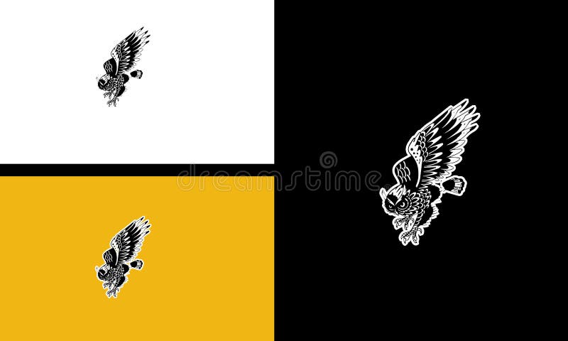 Owl Flying Vector Outline Design Stock Vector - Illustration of ...
