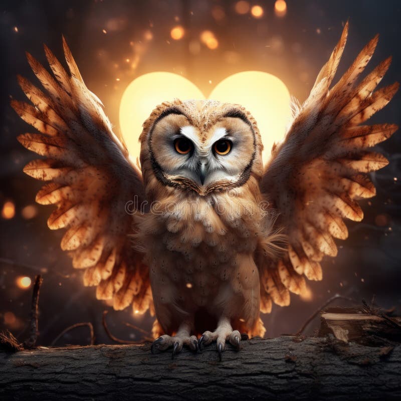 Owl Folded with a Heart Behind it Stock Photo - Image of staring ...